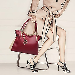 Leather Handbags for Women, Split Leather Large Capacity Zipper Closure Ladies Top-handle Bags Womens Roomy Tote Purses Women's Handbag Fashion Shoulder Bag