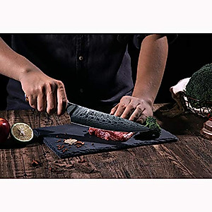 TUO Damascus Chef's Knife - Kitchen Knives - Japanese AUS10 HC 67 Layers Steel with Dragon Pattern - Ergonomic Pakkawood Handle - 8" - Fiery Phoenix Series Including Gift Box