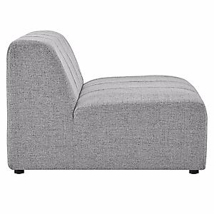 Modway Bartlett Channel Tufted Upholstered Sectional, Armless Chair, Light Gray