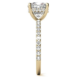 10K Solid Yellow Gold Handmade Engagement Rings, 3 CT Cushion Cut Moissanite Diamond Solitaire Bridal/Wedding Ring for Women/Her, Minimalist Ring Anniversary Ring For Gifts (8.5)