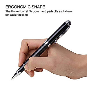 Executive Pen by Safedome - Elegant Roller Ball Pen with Carbon Fiber Barrel and Stainless Steel Accents, Refillable Pen, Professional and Fancy Luxury Pens for Journaling - Black and Silver