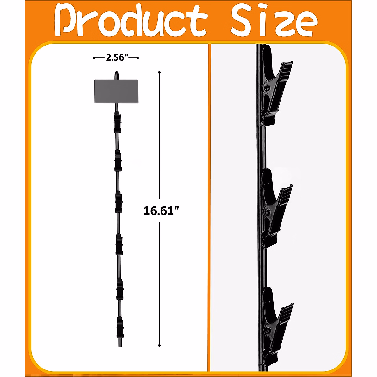 Strips Hooks Chip Rack Display Hanging 16.5 Inches with 6 Chip Black Greeting Card Hooks for Party Vendors Chip Bag Holder Snack Candy Portable Retail Organizer Storage Metal with Label Header 4 Pack