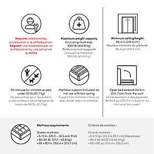 Bestar Pur Murphy, Space-Saving Wall Bed for Multipurpose Room, Queen, Rustic Brown