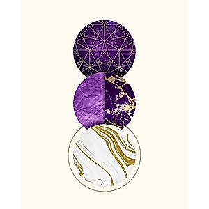 Modern Geometric Abstract Purple Gold Wall Art Decor Prints, 4 (8x10) Unframed Photos, Artwork Gifts Under 20 for Home Bathroom Bedroom Office Studio Lounge Architecture Design Student Teacher Fan
