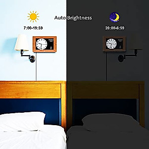 AINFTIME Clock with Day and Date for Elderly-3 Colors Display Digital Calendar Alarm Clock Dementia Alzheimers Clock with Extra Large Display (7in Woodgrain)