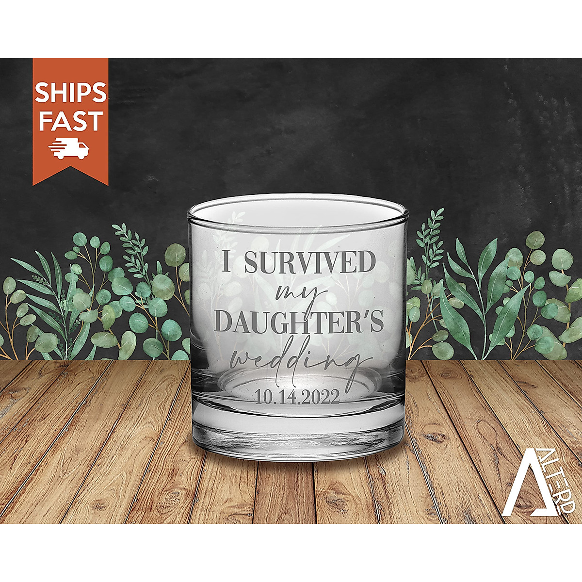 Alterd Industries - Personalized I survived My daughter's Wedding engraved glass, Father of the Bride gift, Mother of the Bride Gift, (21oz Stemless Wine)