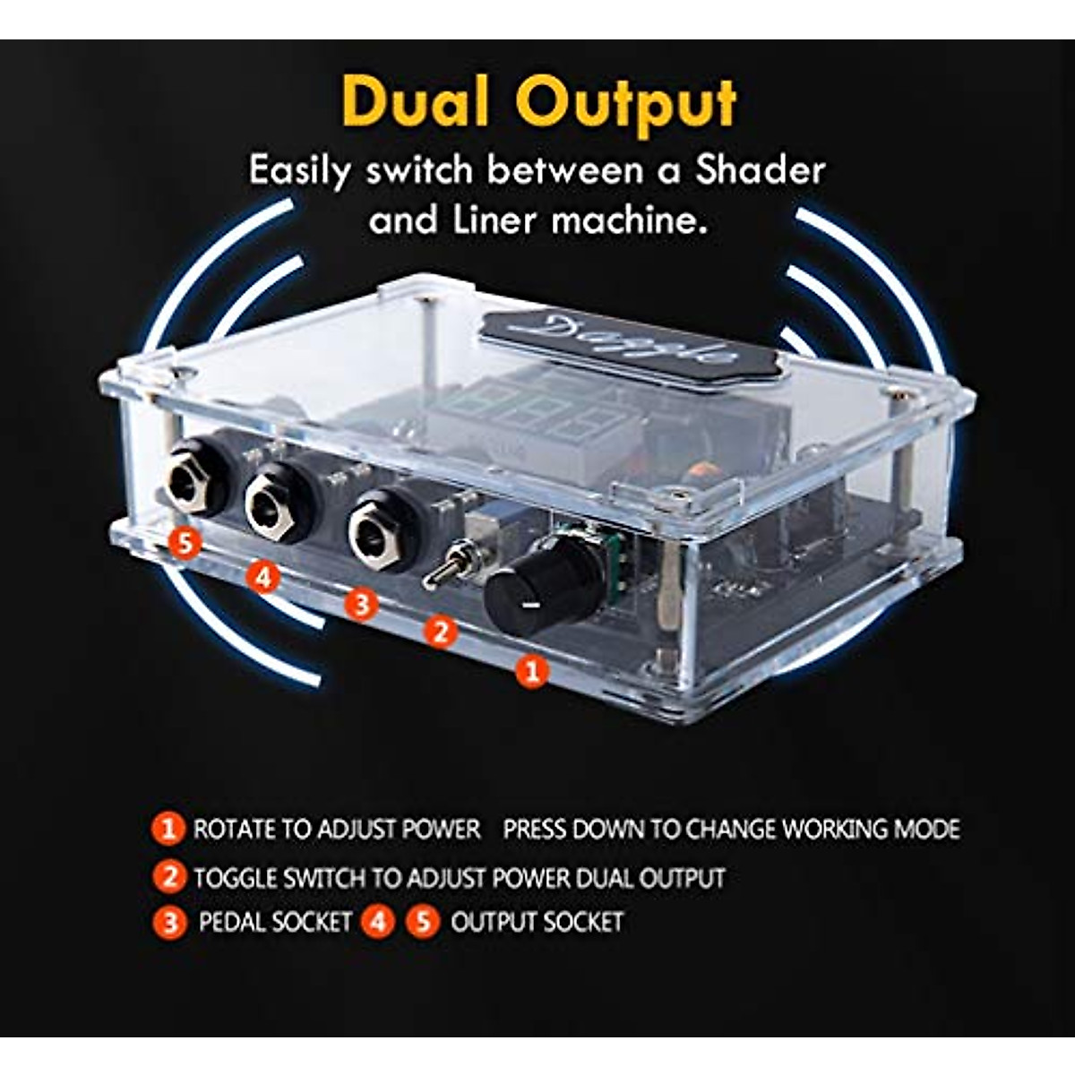 RetroDeco Dazzle Professional Power Supply- Digital Display, Color LEDs & Dual Output