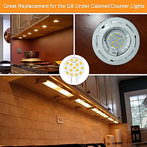 DUMILOO G8 LED Bulb Dimmable 3W Disc Puck Light Bulbs 20W-25W Halogen Bulb Equivalent, T4 JCD Type Bi-Pin Base, 120V Warm White 3000K for Under Counter Kitchen Lighting, Under Cabinet Light, 8 Pack