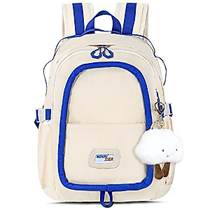 School Backpack for Girls,Girls Backpack with Cute Pendant,Kids School Bag,Aesthetic Backpack for Teen Girls for Elementary Middle School,Lightweight Bookbag for Girls,Kawaii Backpack for Girls(Blue)