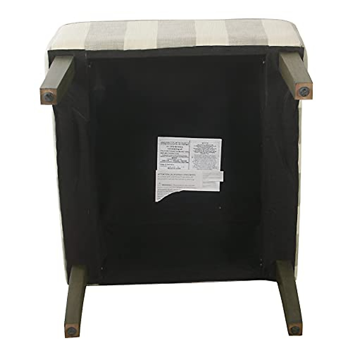 HomePop Velvet Swoop Arm Accent Chair, Grey Awning Stripe