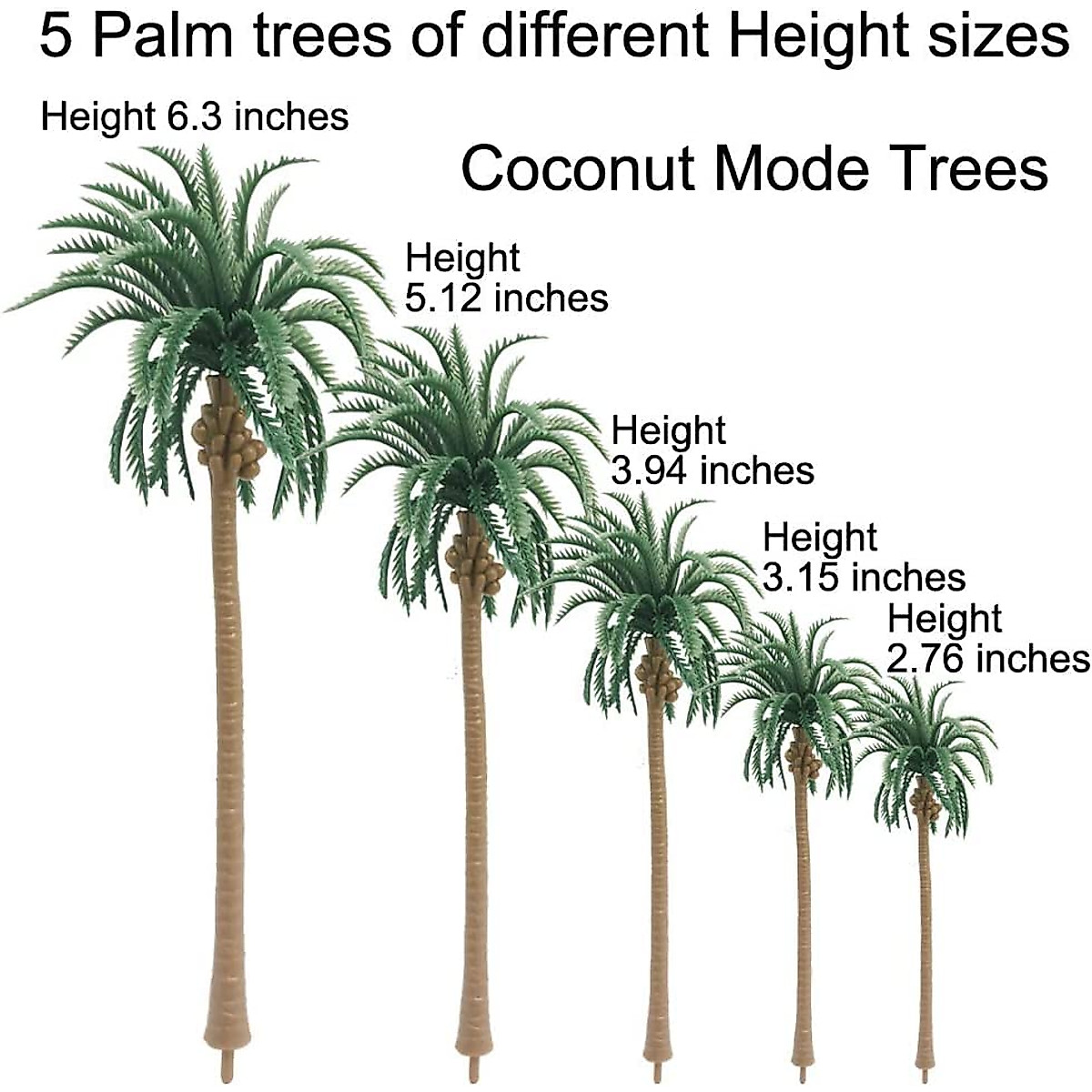 AnyBack Diorama Rain Forest Tropical Model Trees Bushes Jungle Décor Kit Hobby Train Scenery Set Supplies Miniature Palm Coconut Oak Figurines Artificial Plants Toys with Green Leaves 27