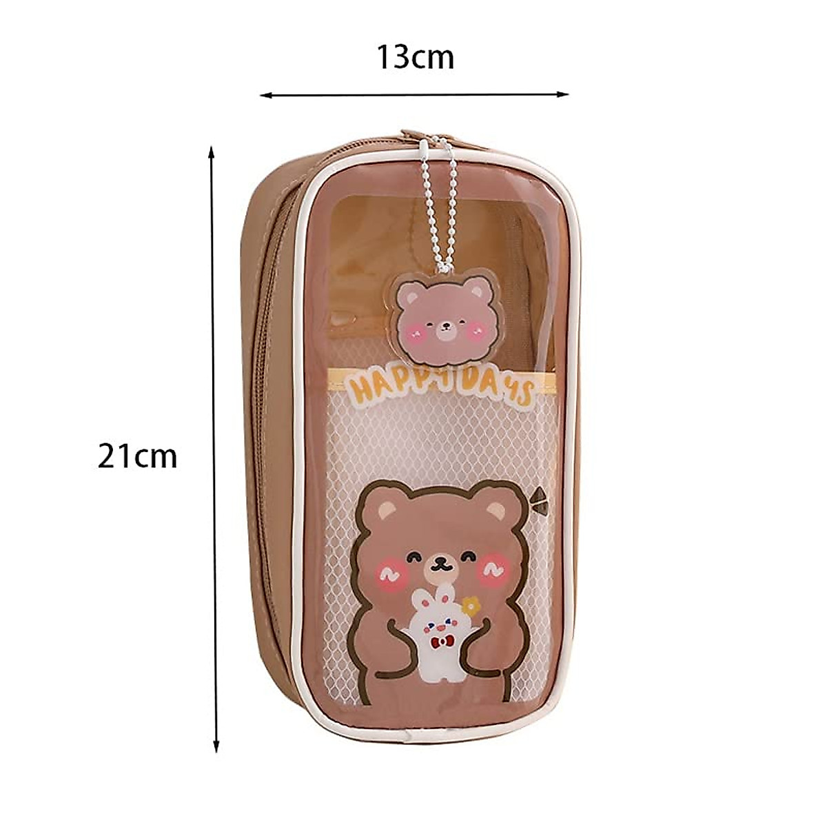 Kawaii Pencil Case Aesthetic Cute Pencil Case for Girls (Brown)