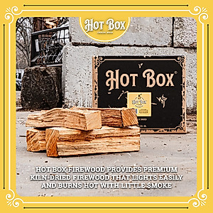 HOT BOX Kiln-Dried Oak Cooking Wood - 8 Inch Cut Logs For Portable Wood-Fired Pizza Ovens and Smokers, 1 Box (1300 Cubic Inches)
