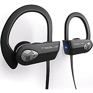 TREBLAB XR500 Bluetooth Headphones, Best Wireless Earbuds for Sports, Running Gym Workout. IPX7 Water Resistant, Sweatproof, Secure-Fit Headset. Noise Cancelling Earphones w/Mic