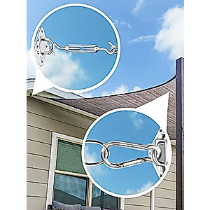 FSHIHINE Shade Sail Hardware Kit with Cable Wire 66FT, Stainless Steel Sun Shade Sail Installation Kit , Turnbuckles Eye Hook Kit for Garden Triangle and Square, Rectangle, Awning, Outdoor Patio Lawn