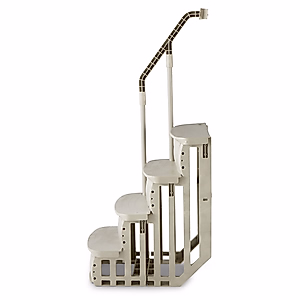 Main Access 200600T 4 Piece 24" Wide Heavy Duty Adjustable Above Ground Swimming Pool Smart Step Entry System with 200 Pound Capacity, Taupe