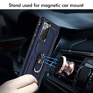 Meifei case for Samsung Galaxy Note 20 Case, Military Grade 360 Degree Rotating Metal Ring Holder Kickstand Protective Phone Cover for Samsung Galaxy Note 20 (5G) 6.7”, 2020 Released Blue