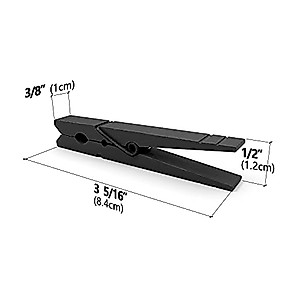 LWR CRAFTS Wooden Large Clothespins 3-5/16" 8.4cm 30 Pieces Per Pack (Black)