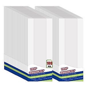 100 Count Window Fly Traps, Window Sticky Traps for Indoors, Clear Window Strip, Fly Catcher Trap for Home Houseflies, No Residue Fruit Fly Sticky Traps