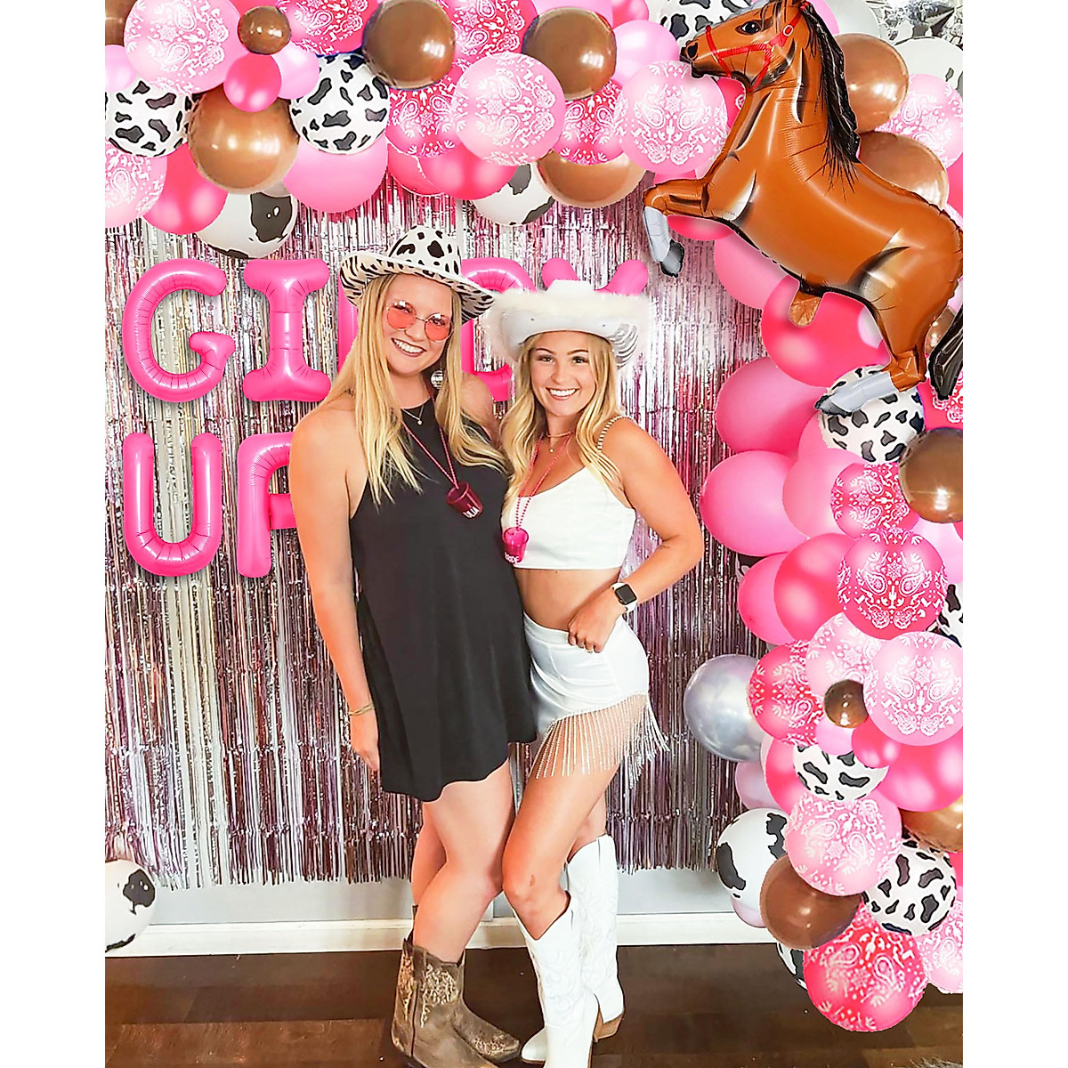 JeVenis First Rodeo Birthday Party Decor Girl Cowgirl Balloon Garland DIY Balloon Arch Kit Western Balloon GarlandHorse Themed Birthday Decorations