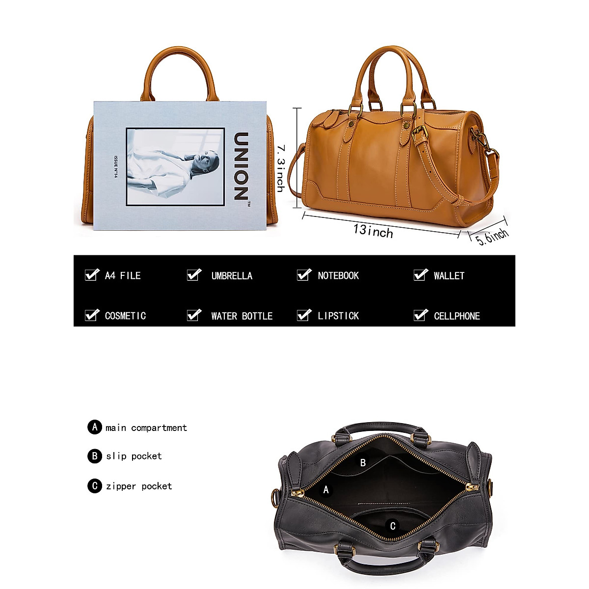 Vintage Leather Satchel Handbags Top Handle Boston Tote Bags With Long Strap (2-Brown)