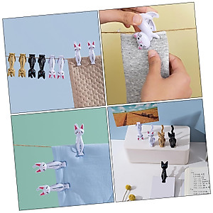 BUGUUYO 12pcs Cat Clip Metal Clothes Clips Chip Clips Cute Air Drying Laundry Clips Clothes Pin Bag Plastic Windproof Heavy Duty Clothes Pin Cartoon Clothespins Seal Iron Wooden Clothespin