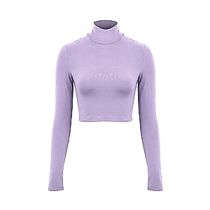 Laqeyko Women Trixie Tang Costume Top Light Purple Turtleneck Long Sleeve Crop Tops Halloween Shirts Lavender LA212-9-M
