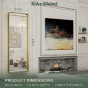 TokeShimi Full Length Mirror 65 x 22 Inch Bedroom Floor Standing Mirror Golden Metal Frame Decorative Rectangular Wall Mounted Full Body Mirror for Bedroom Living Room Salon