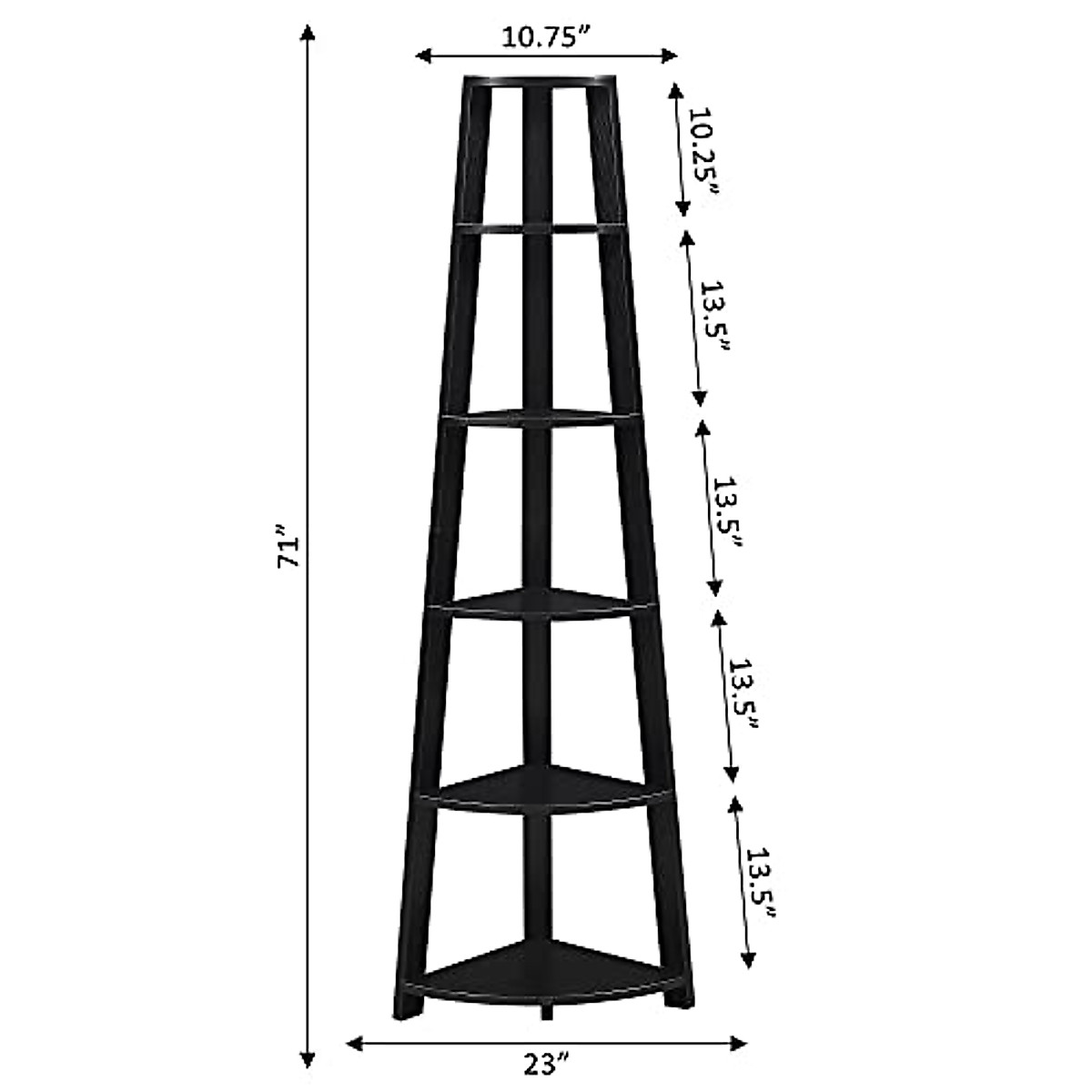 Convenience Concepts Newport 5 Tier Corner Bookcase, Black
