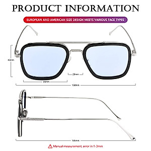 AIEYEZO Tony Stark Sunglasses Vintage Square Metal Frame Eyeglasses for Men Women - Iron Man and Edith Sun Glasses (Spider Man Same Color)