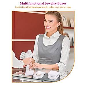 MESHA Cardboard Jewelry Gift Boxes for shipping, Glossy Small Gift boxes for Necklace Ring Bracelet Earring Cotton Filled Jewlery Box with Lids, White 3.5x3.5x1 Inch, 20 Pieces