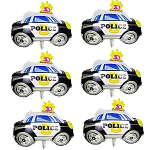 6PCS Police Car Foil Balloon Suitable for Police Themed Party Supplies Decoration Wedding Birthday Party Decoration Supplies.（29 Inch ）