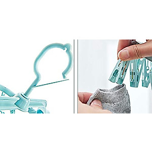 Wuyue Hua Swivel Hook 32 Pegs Drying Rack Clothes Hanger Multifunctional Folding Plastic Clothes Hanger for Underwear Socks Gloves