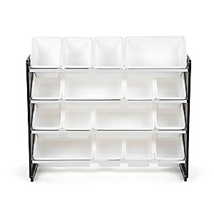 Humble Crew, Black with White Extra-Large Supersized Storage Organizer, Plastic Bins & Espresso/White Kids Book Rack Storage Bookshelf, 4 Tiers