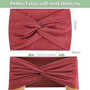 HAUHC Extra Wide Headbands for Women, 7'' Large Cotton Like Turban Knotted Bandana Head Bands for Women Non Slip, Boho Headbands for Women's Hair (6Pcs Dark Colors, Extra Large 7" Wide)