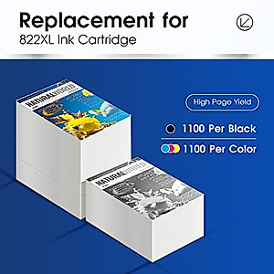822XL Combo Pack Remanufactured Replacement for Epson 822XL Ink Cartridges 822 T822 T822XL for Workforce Pro WF-3820 WF-4820 WF-4830 WF-4834 WF-4833 Printer WF 3820 WF4820 (Black Cyan Magenta Yellow)