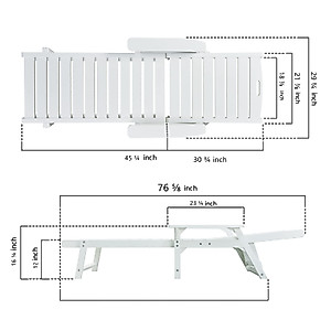 Psilvam Chaise Lounges Set of 2, Lounge Chairs with Adjustable Backrest, Supports Up to 350 lbs, All Weather Recliner Poly Lumber Lounges Bed for Poolside, Porch, Patio（White (2)