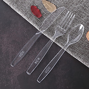 200 Count Clear Disposable Plastic Forks, Heavy Weight Disposable Forks Plastic Utensils for Parties, Picnics, Big Event, Daily Use