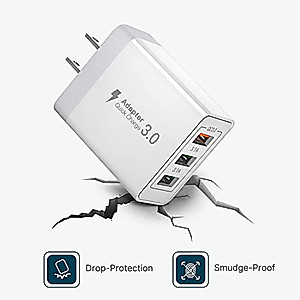 USB Wall Charger, Yosou 3-Port Fast Charging Block 33W Quick Charge 3.0 Wall Charger Plug USB Cube Power Adapter Charger Block for iPhone Xs/XS Max/XR/X/8/7/6, Samsung, LG, Tablets, Kindle and More