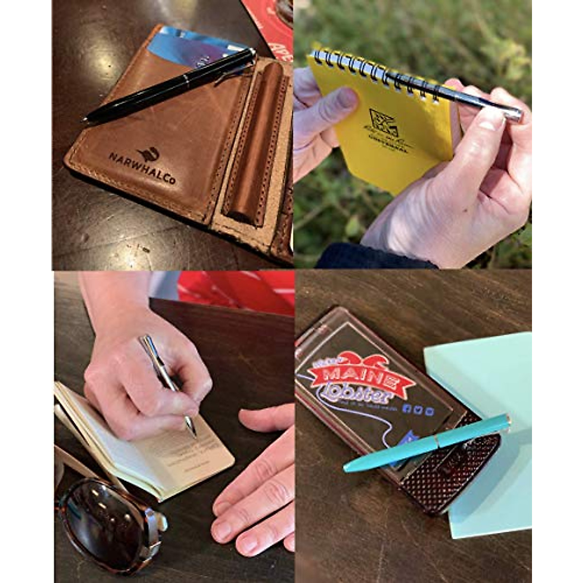 NarwhalCo Set of 2 Red Small Pens (3.35") with Black Ink for Pocket, Wallet, Planner, Purse or Passport