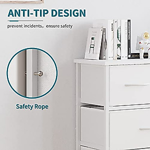 LUMTOK 10-Drawer Dresser, Fabric Storage Dressers Drawers for Bedroom, Hallway, Nursery, Closets, Steel Frame, Wood Top, Easy Pull Handle (White)