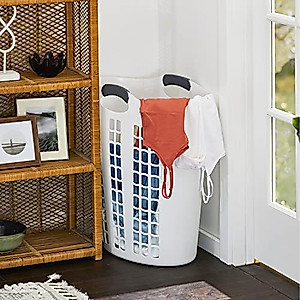 Gracious Living 91786-5C Easy Carry Flex 87.5 Liter Dirty Clothes Basket, Large Fully Ventilated Plastic Laundry Hamper Bin with Handles, White