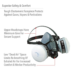 Honeywell Safety Products Paint Spray & Pesticide Reusable Half Mask OV/R95 Respirator Convenience Pack, Large (RWS-54028)
