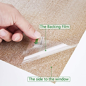 LEMON CLOUD Window Film No Adhesive Removable,Decorative Privacy Window Films,Texture Privacy Glass Film for Bathroom Office Home(35.4x78.7inches, Brown)