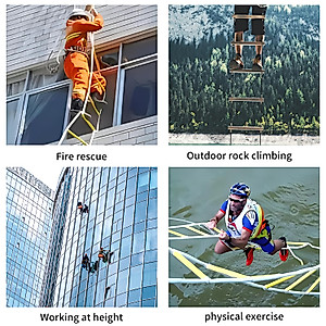 Emergency Fire Escape Ladder, 49.2FT Rope Ladder, Flame Resistant Safety Extension Ladder with 2 Hooks, Fast to Deploy Sturdy and Strong Portable and Reusable 2 Story,Weight Capacity up to 2000 LB