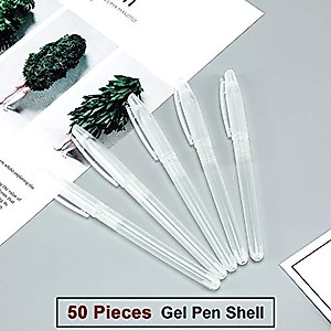 50 Pieces Empty Pen Shell Ballpoint Pen Cover Gel Pen Shell for Office School Stationery Supplies, Fit for 13 cm Refills, Transparent Color (Transparent Color)