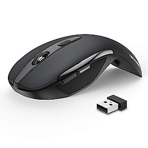 TECKNET Folding Wireless Mouse, 2.4G Travel Mouse with USB Receiver, Wireless Mouse for Laptop, Notebook, PC, Computer, Portable Mouse 3 Adjustable DPI 2000/1500/1000, 24 Months Battery Life