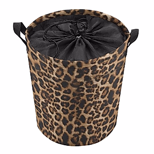 Cheetah Leopard Brown Laundry Basket with Lid Collapsible Drawstring Clothes Hamper Storage with Handle for Bathroom Bedroom College Dorms