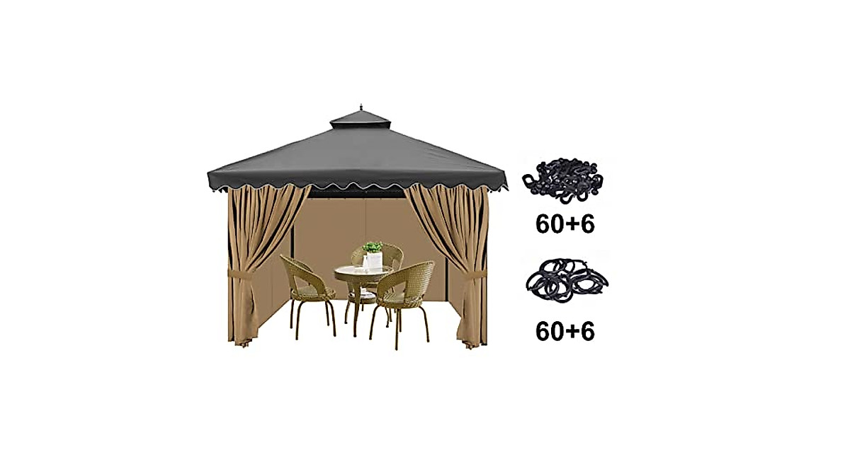 AONEAR Gazebo Privacy Curtains with Zipper 4-Panels Side Wall Universal ...