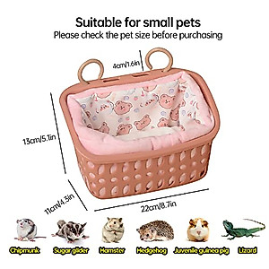 LEFTSTARER Rat Hammock Bed for Hamster Sugar Glider, Warm and Soft Hanging Basket Bedding, Accessories Toys Rat, Squirrel, Hedgehog, Lizard, (Small, 1. Orange Box Goat Bear) (DFSA-122)